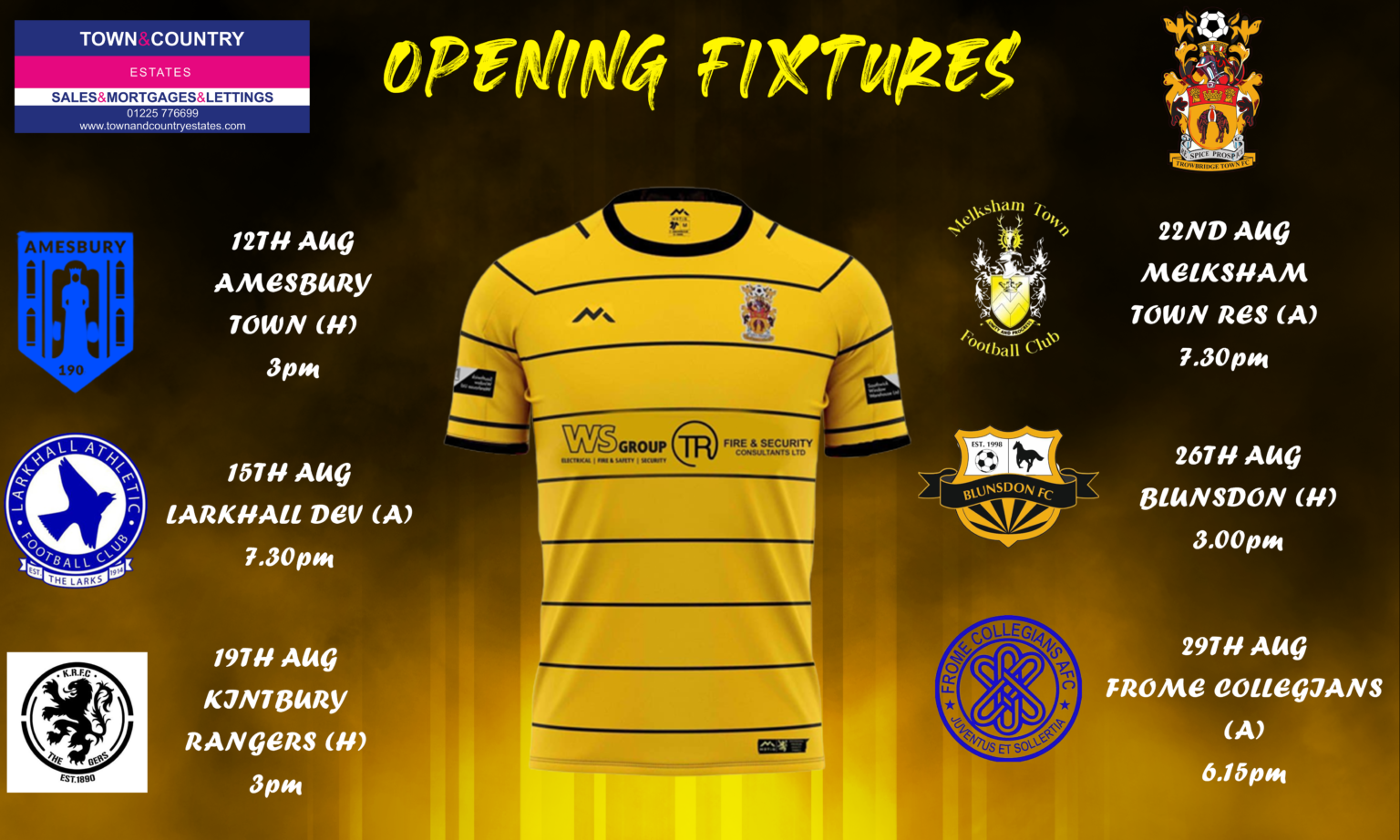1st Team Fixtures Announced for August – Trowbridge Town Football Club